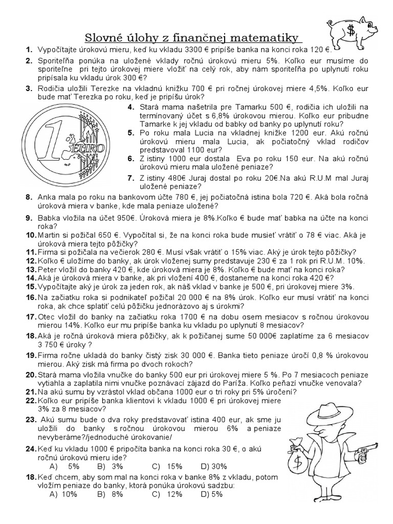 Financna - Matematika - Percenta - Uroky 2 | PDF