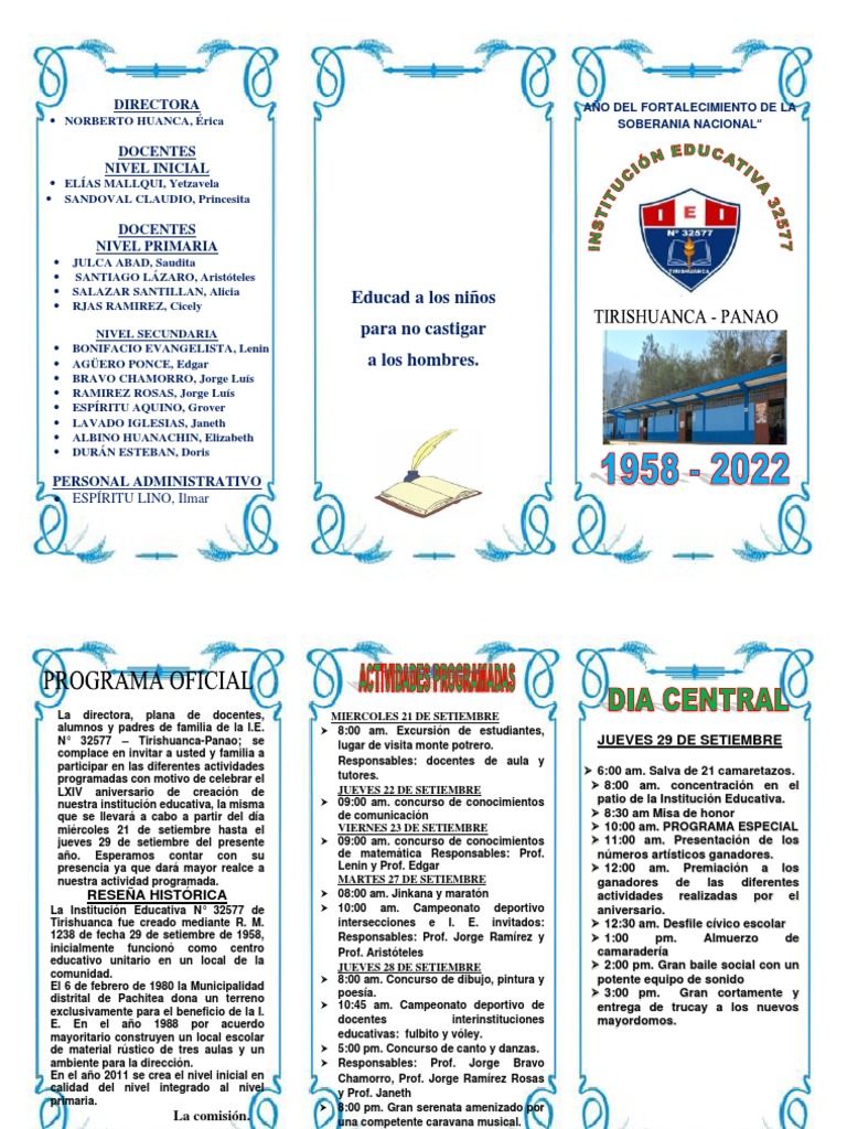 Triptico Programa Aniversario - 2 | PDF