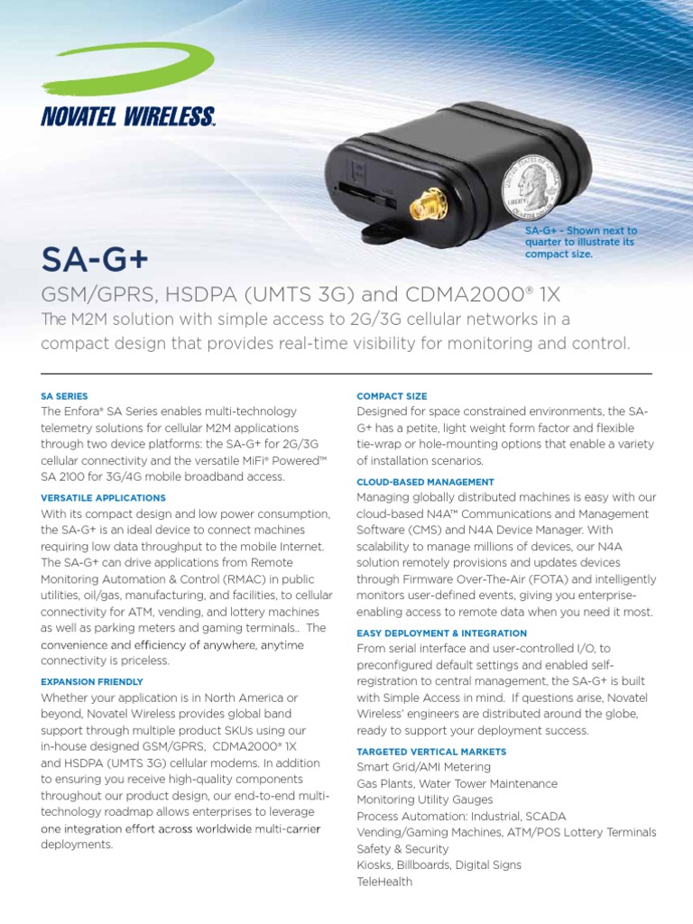 Novatel 3G - SAGDataSheet - R2 | PDF | 3 G | General Packet Radio Service
