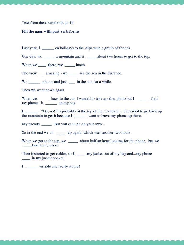 UNIT 2 P. 14 Text Verb Forms | PDF