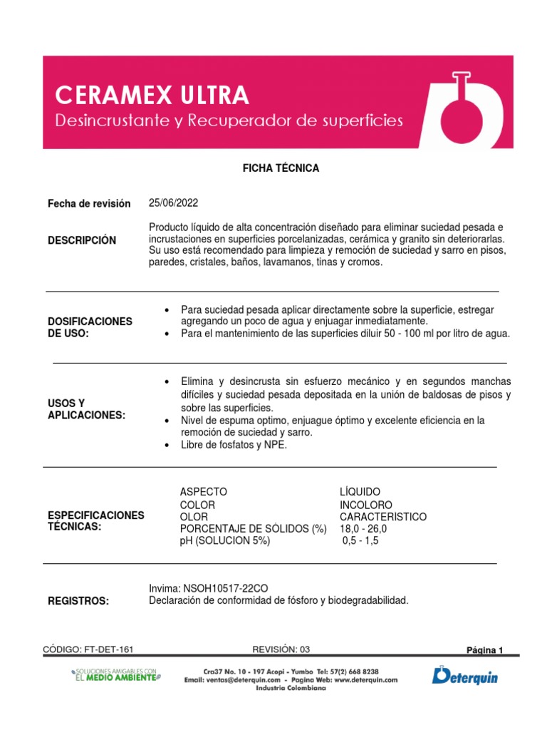 FT-DET-161 Ceramex Ultra Rev 03 | PDF