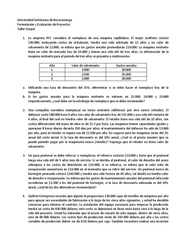 Evaluación de Reemplazo de Maquinaria | PDF | Precios | Economias