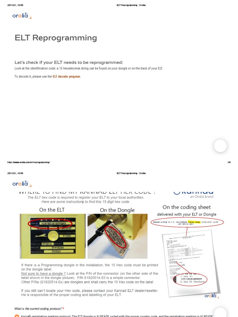 ELT Reprogramming - Orolia | PDF | Telecommunications