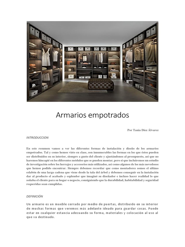 DIEZ ALVAREZ, Tania. Resumen Armarios | PDF | Tornillo
