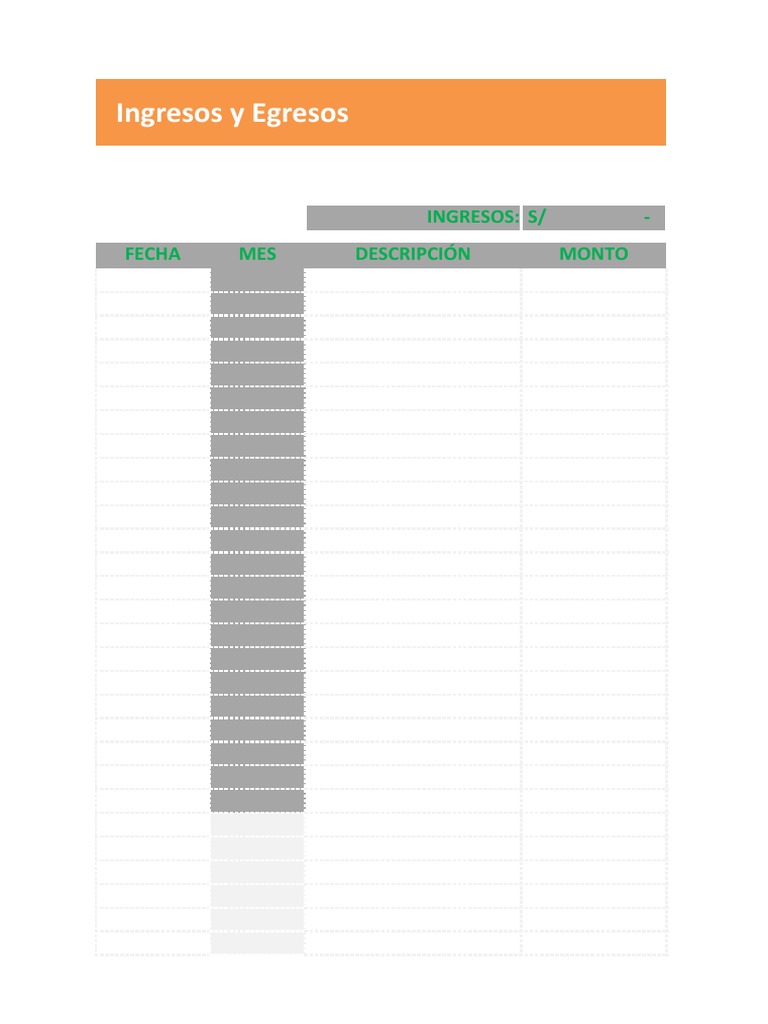 Control de Ingresos y Egresos en Excel | PDF