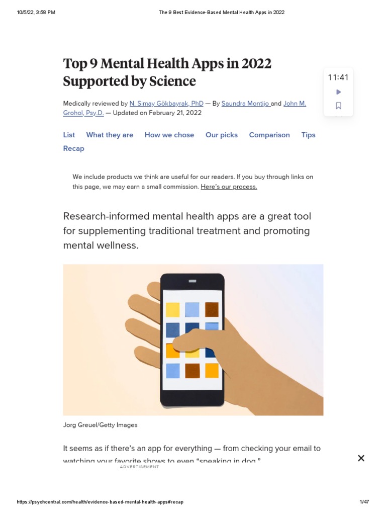 The 9 Best Evidence-Based Mental Health Apps in 2022 | PDF ...