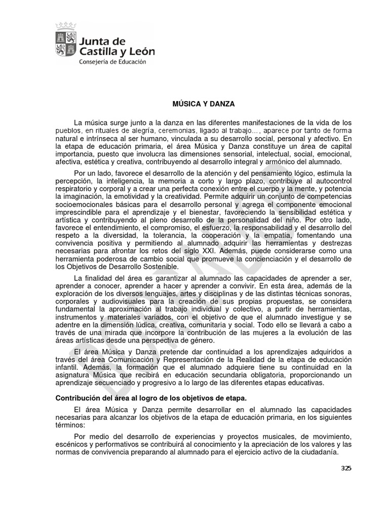 Música y Danza | PDF | Evaluación | Aprendizaje