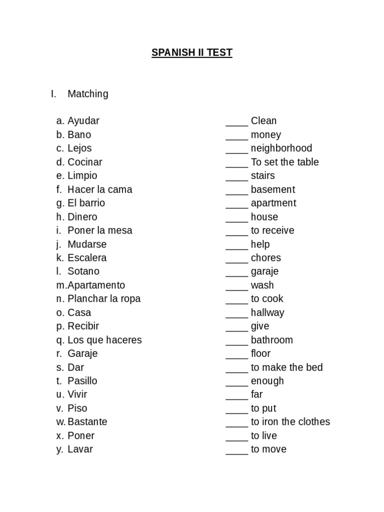 Spanish Ii Test | PDF