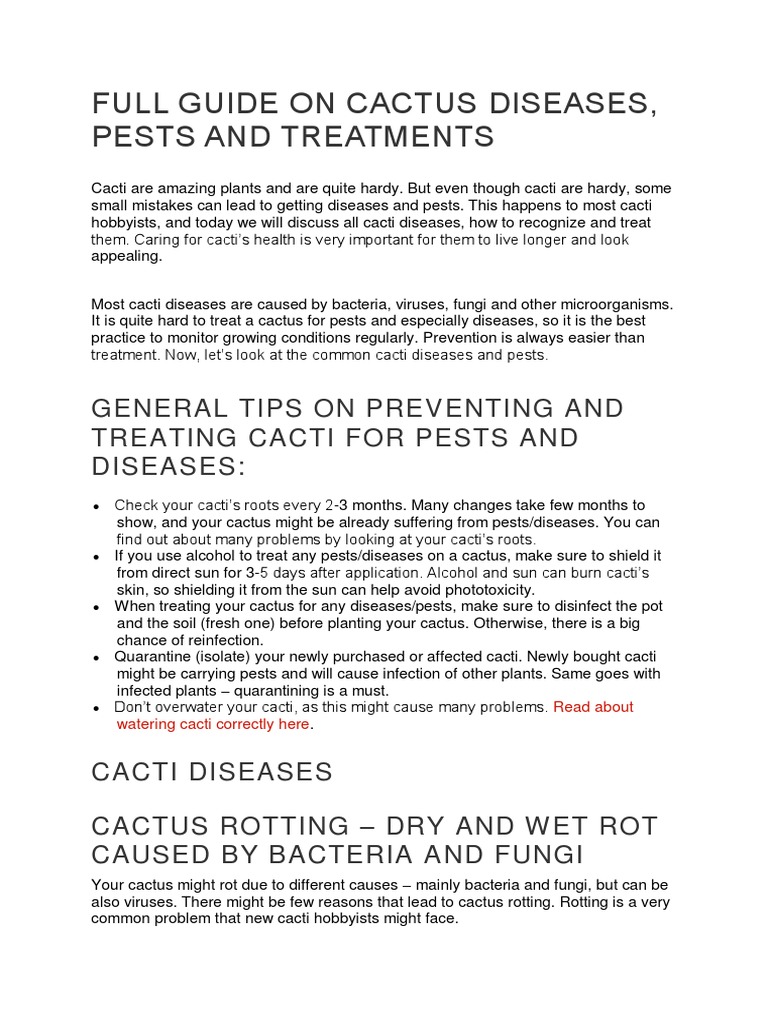 Full Guide On Cactus Diseases, Pests and Treatments | PDF | Root | Pest ...