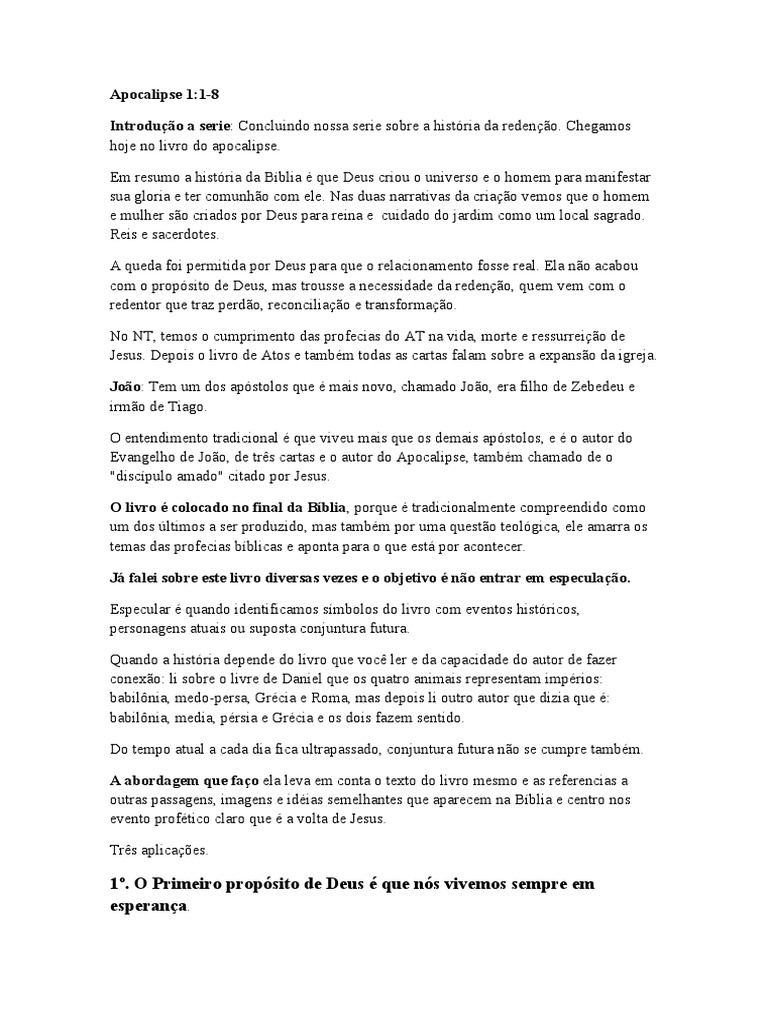 Apocalipse 1 Pdf Jesus Livro Do Apocalipse