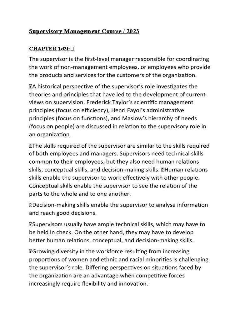 Supervisory Management Course | PDF | Employment | Psychology