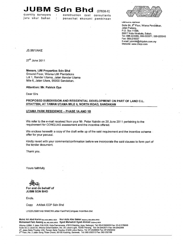 Requirement for Conquas Assessment