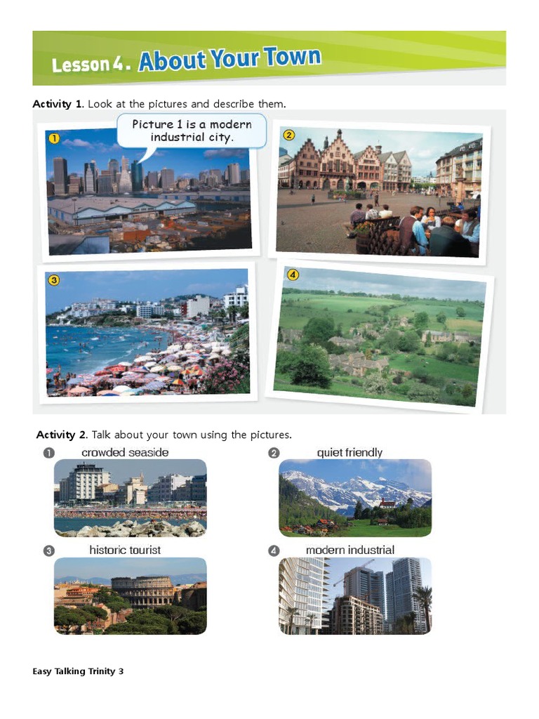 Easy Talking Trinity 3 Activity 1 & 2 Describe Pictures & Talk About Town | PDF