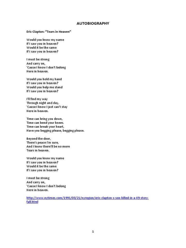 Autobiography - Lyrics | PDF