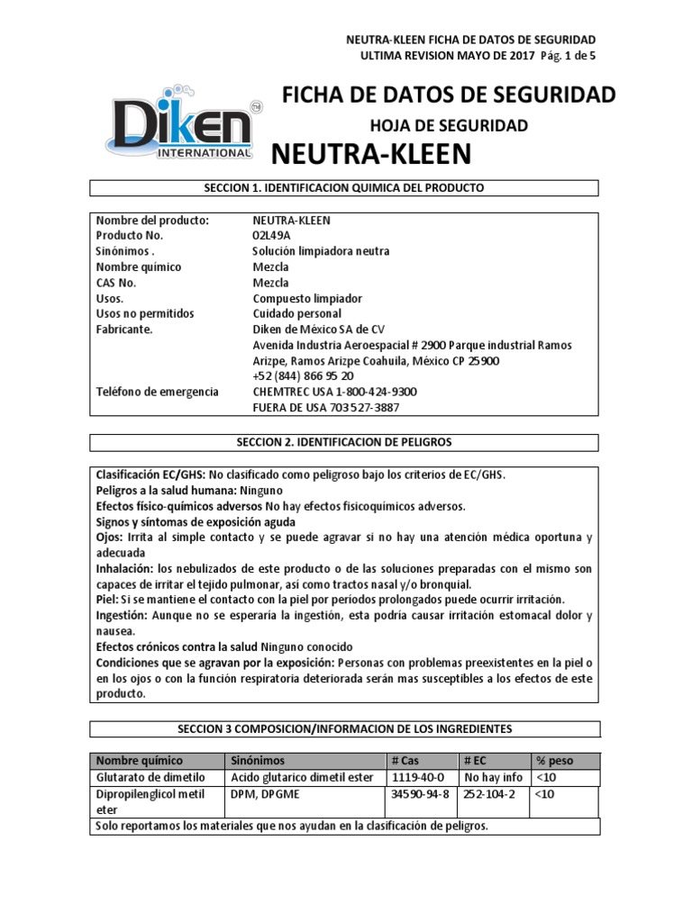 Neutra Kleen HDS | PDF | Agua | Dióxido de carbono