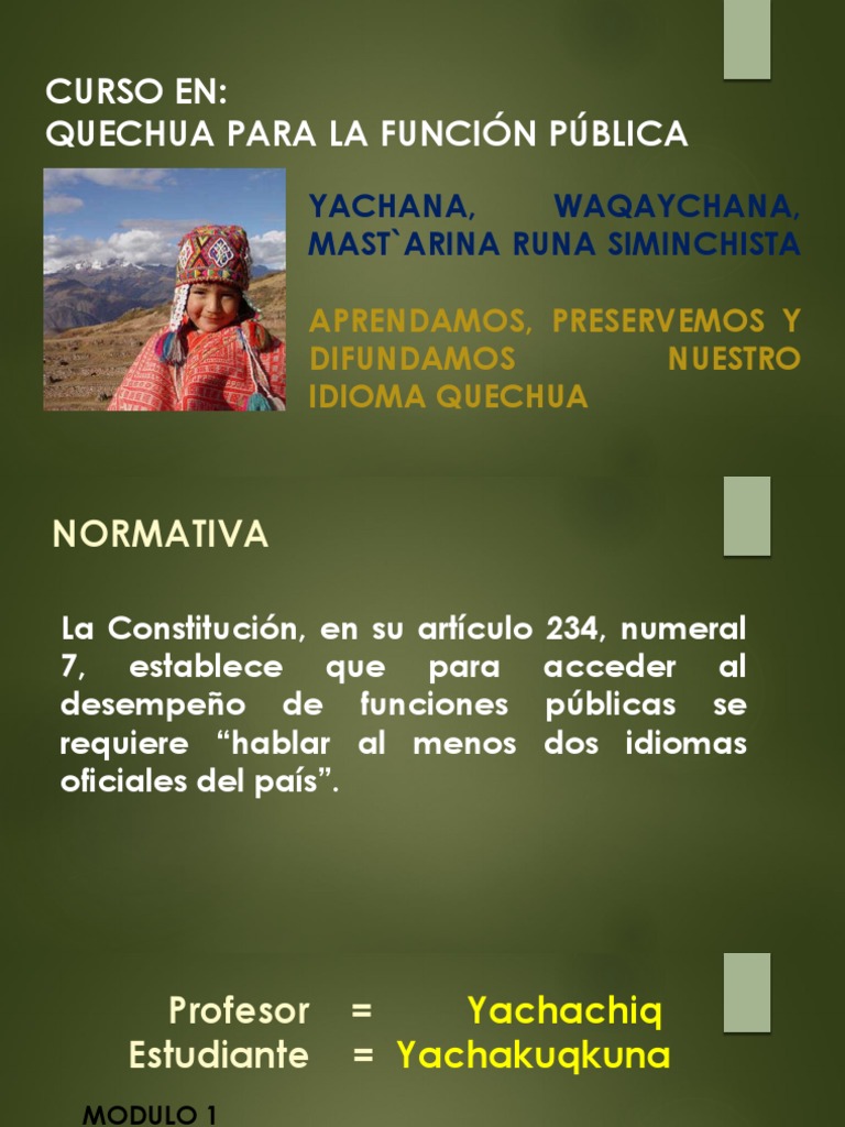 Quechua - Modulos 1 Al 4 | PDF | Verbo | Conjugación gramatical