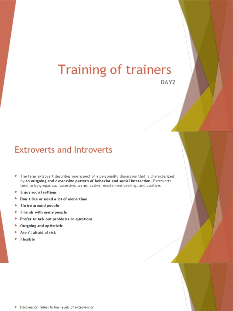 Training of Trainers | PDF | Extraversion And Introversion | Psychology