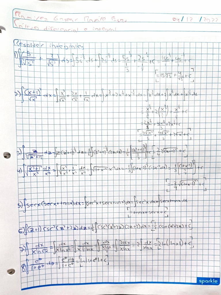 Integrales - Ramirez Gaspar | PDF