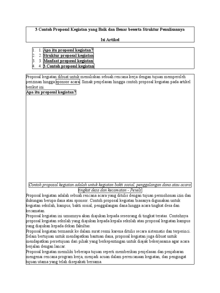 3 Contoh Proposal Kegiatan Yang Baik Dan Benar Beserta Struktur ...