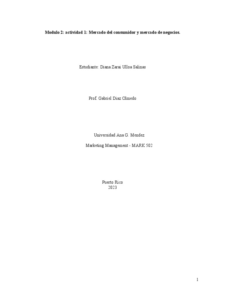 TAREA MODULO 2 Actividad 1 | PDF | Marketing | Los consumidores