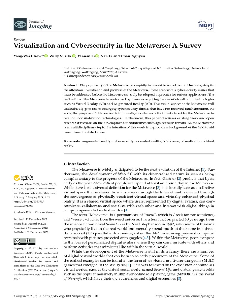 Visualization and Cybersecurity in The Metaverse A Survey | PDF ...