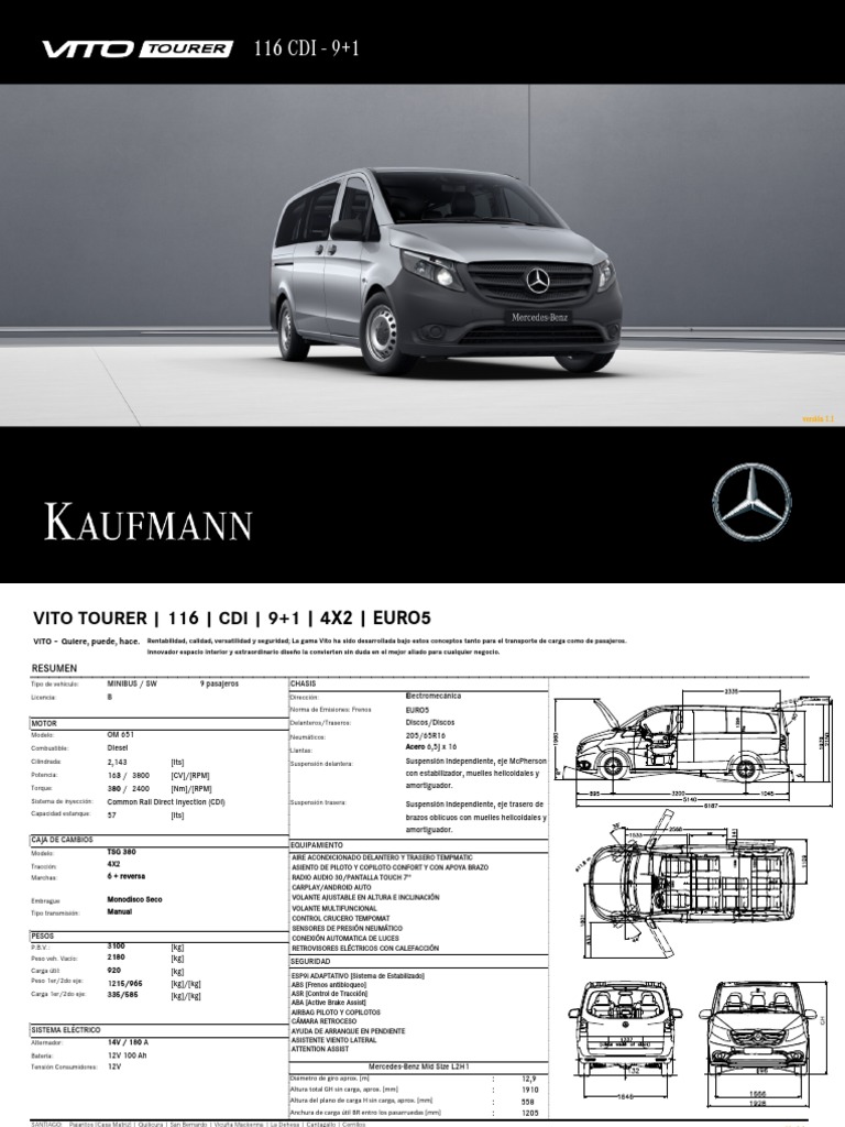 Ficha Vito Tourer 116 Cdi 91 Mec | PDF | Neumático | Transporte privado