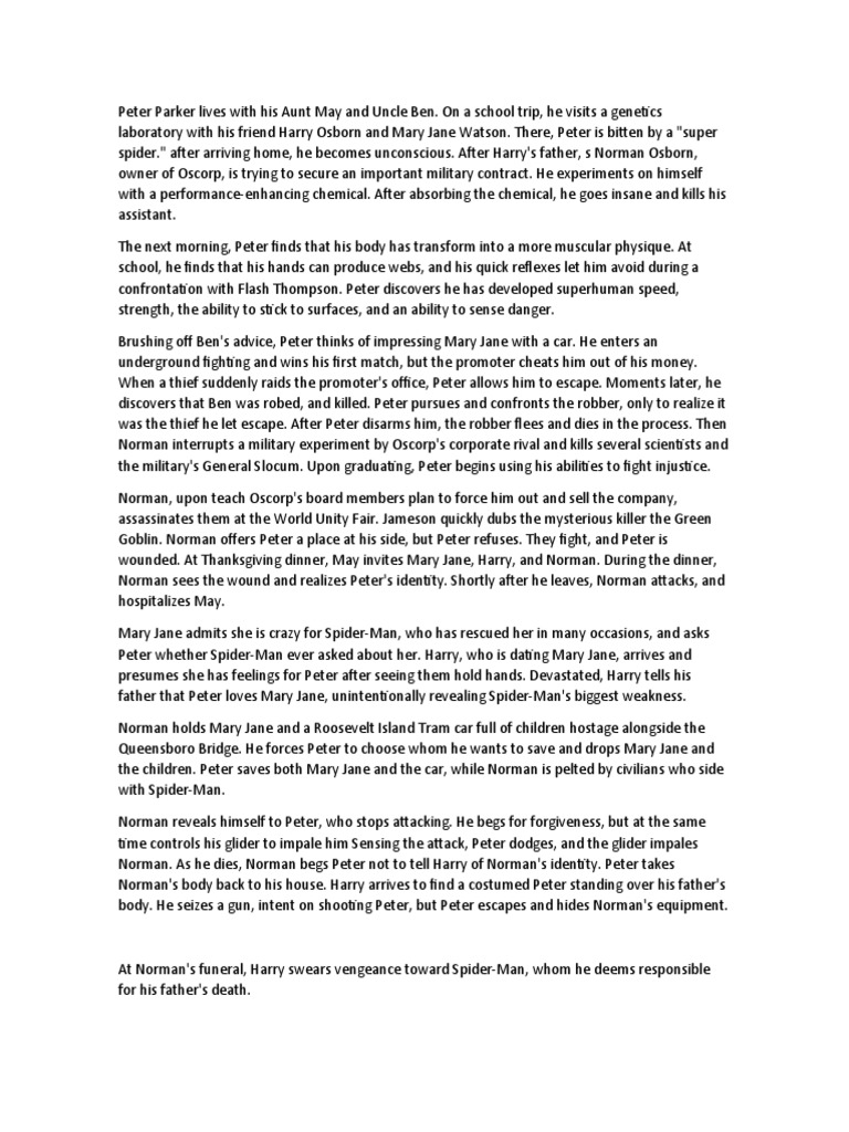 Summerise | PDF | Spider Man | Characters Created