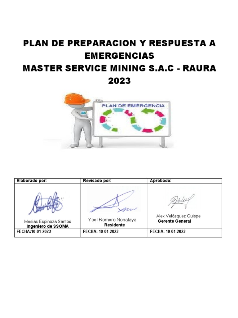 Plan de Preparacion y Respuesta A Emergencias 2023 Raura. | PDF ...