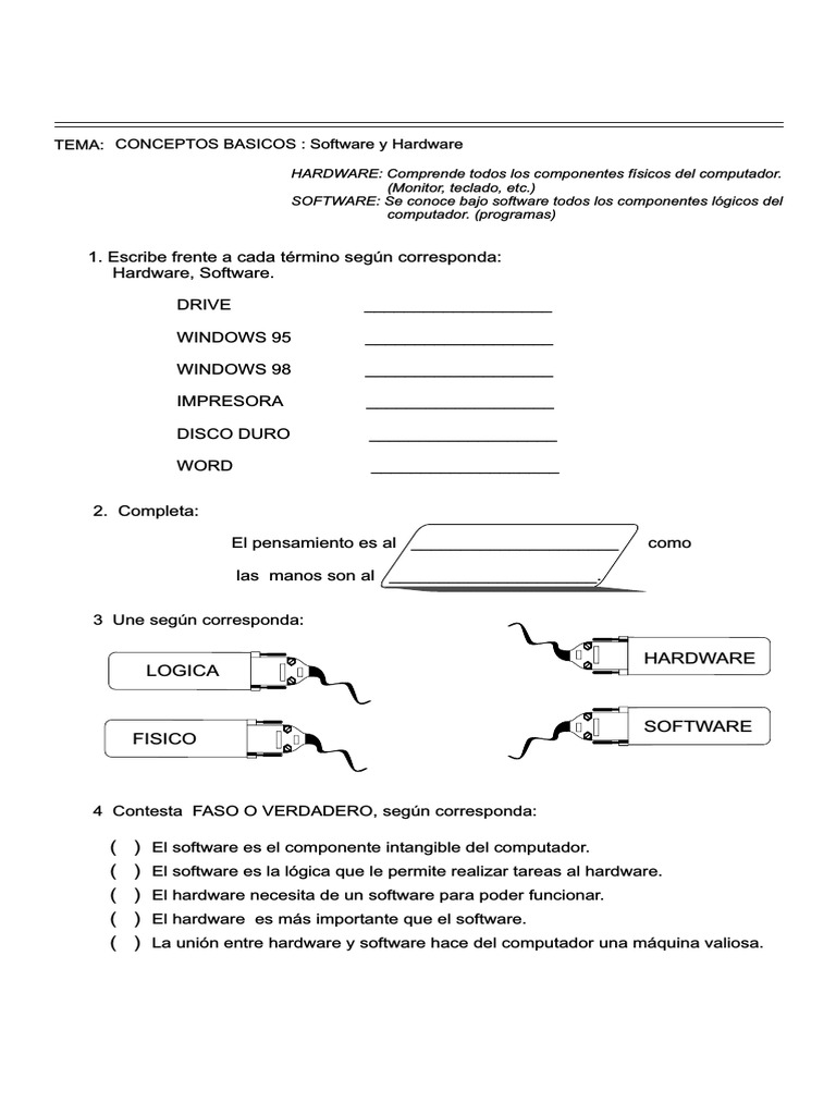 Guia 1 CONCEPTOS BASICOS Software y Hardware | PDF