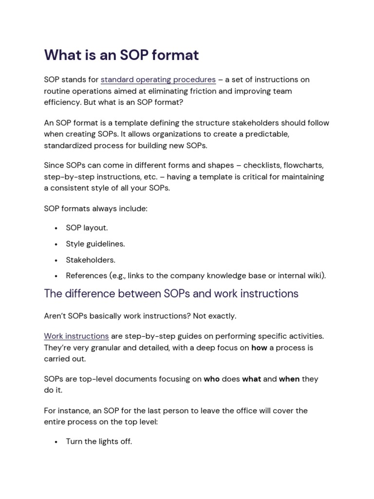 A Guide to Standard Operating Procedure Formats and Their Importance ...