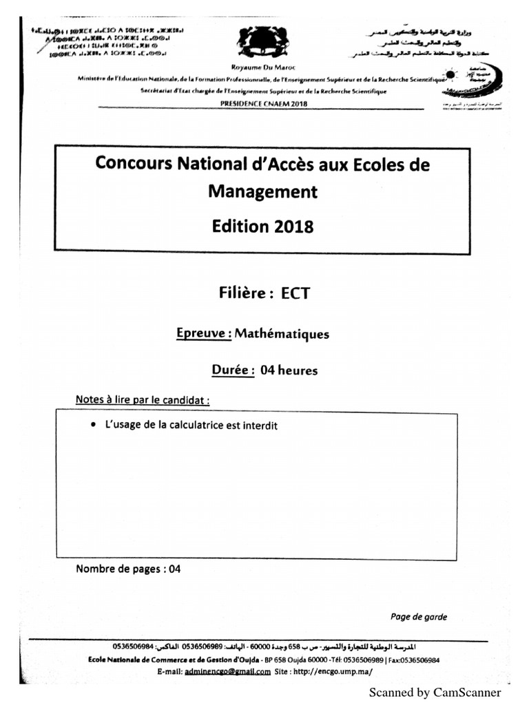 CNAEM Math ®matiques 2018 | PDF