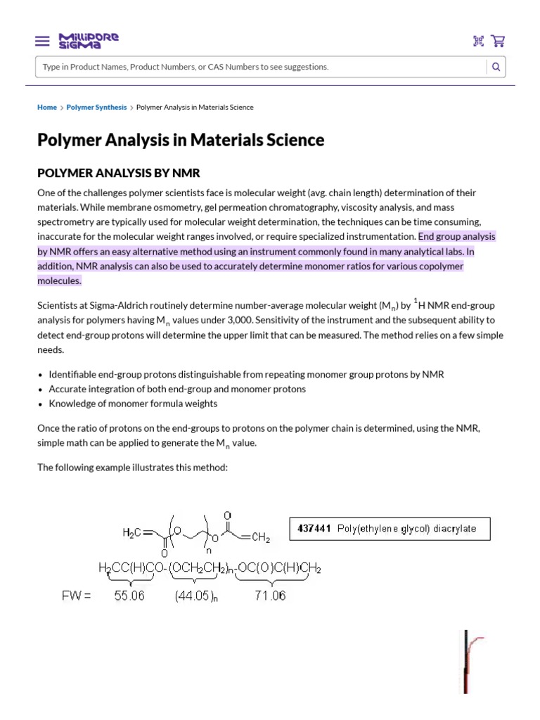 NMR End-Group Analysis | PDF | Materials Science | Physical Chemistry