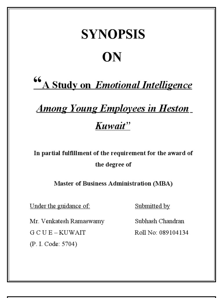 Hr Synopsis | Emotional Intelligence | Intelligence