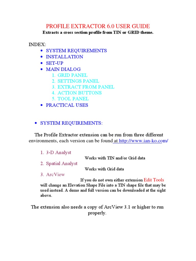 Profile Extractor 6.0 User Guide: Index | PDF | Computer File | Computing