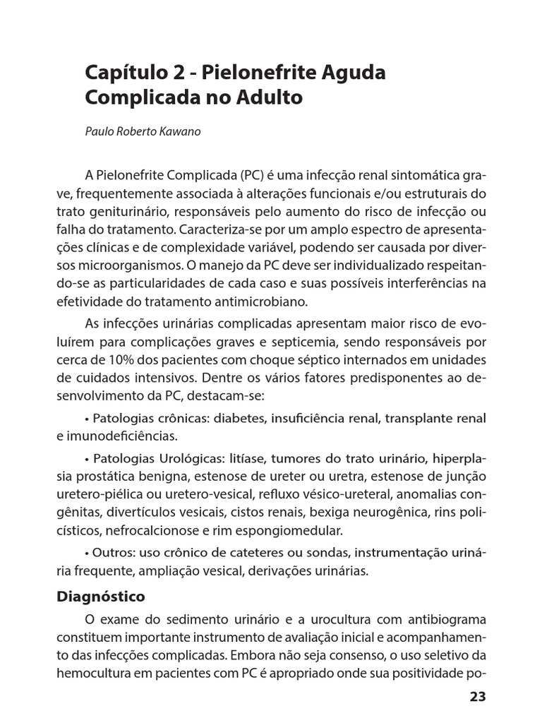 Pielonefrite Complicada | PDF | Infecção do trato urinário | Microbiologia