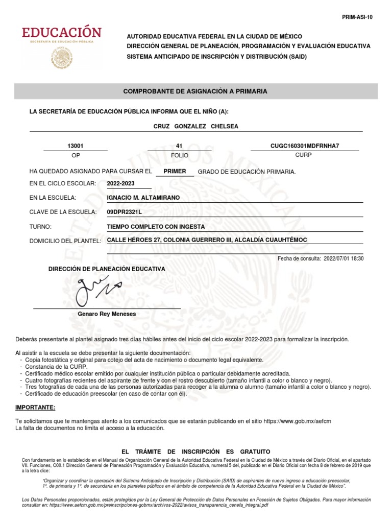 Chelsea Primaria Ignacio Manuel Altamirano | PDF | Educación de la ...