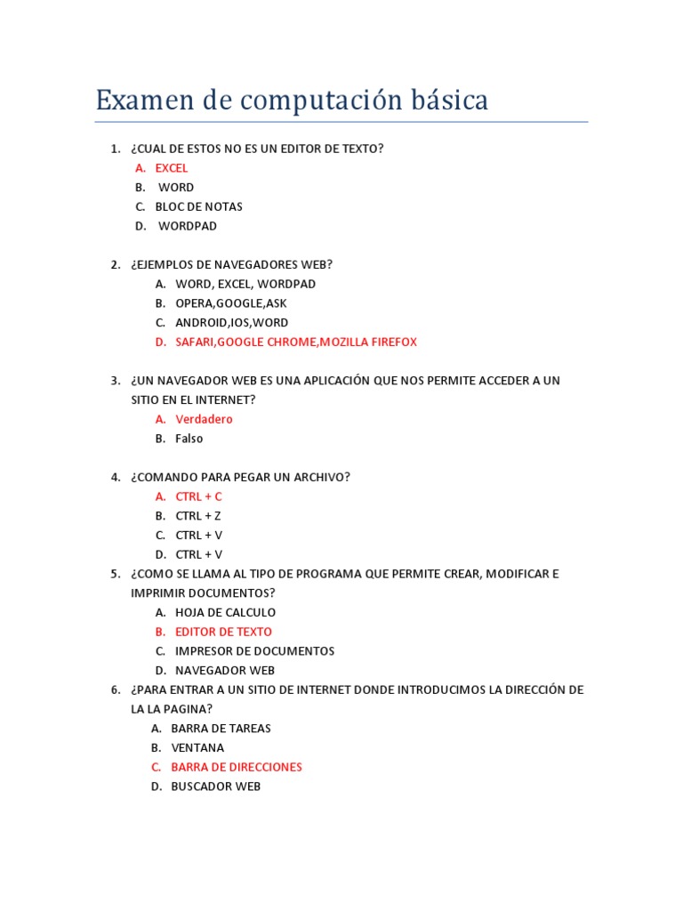 Examen de Computación Básica | PDF