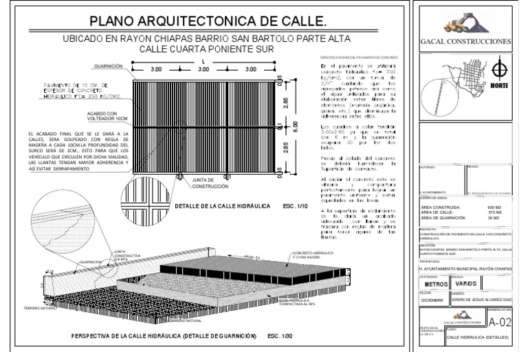 Planos arquitectónicos para la construcción de una calle hidráulica en ...