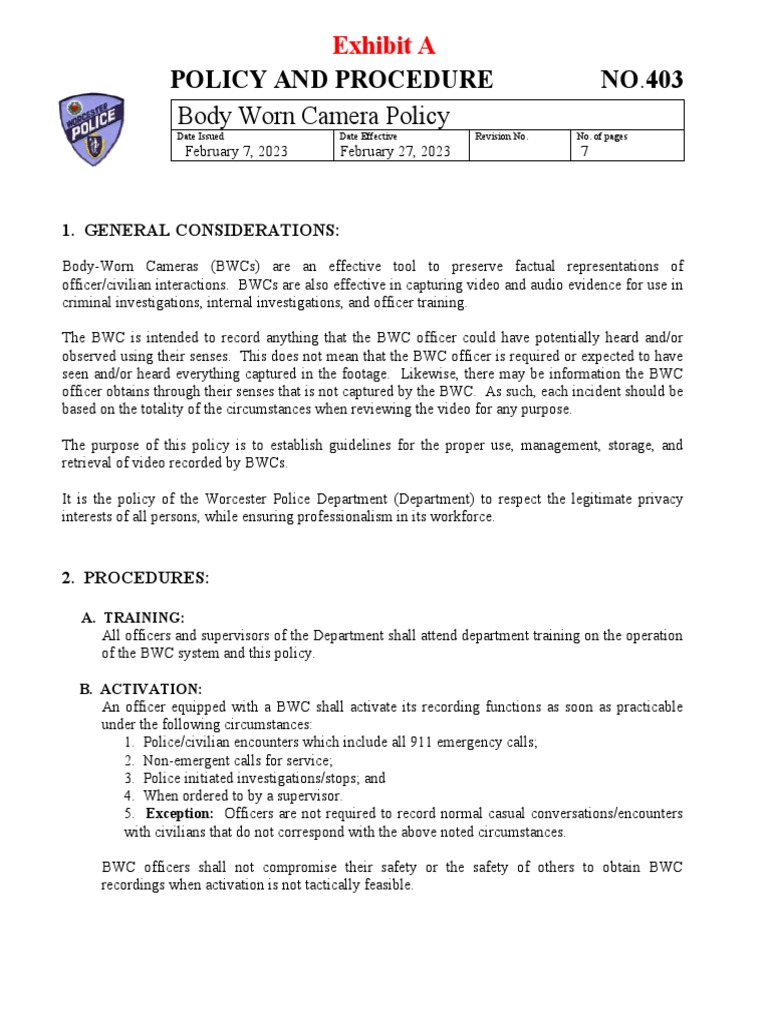 Police Body Camera Guidelines | PDF | Undercover Operation | Justice