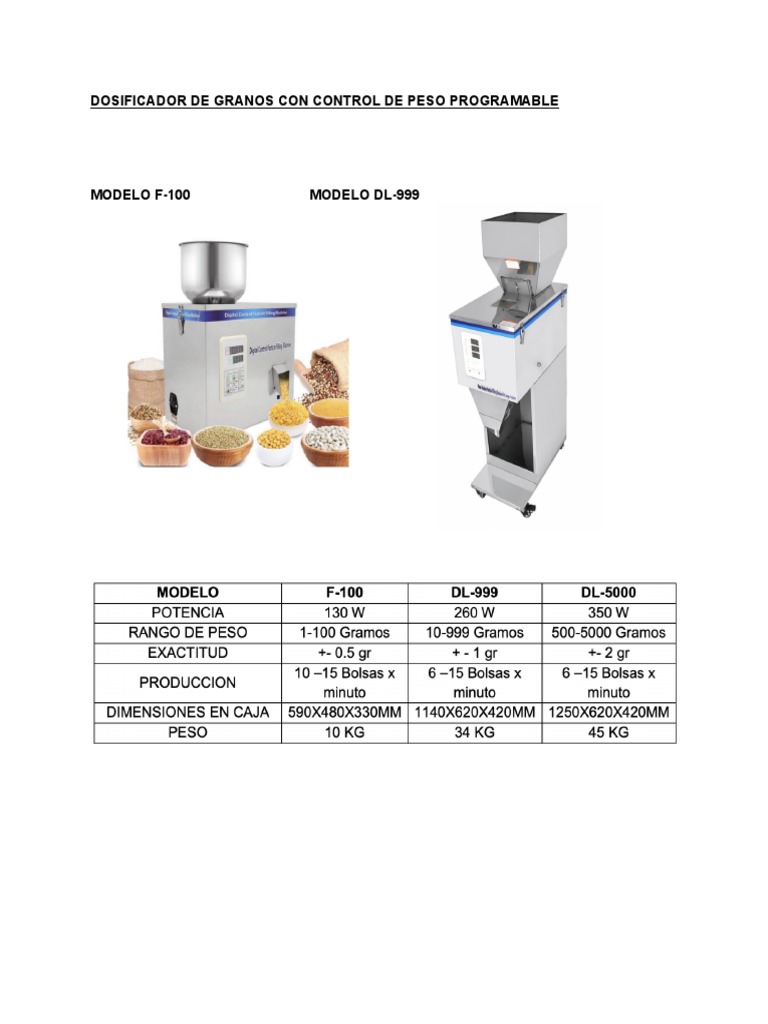 Dosificador de Granos Con Control de Peso Programable | PDF