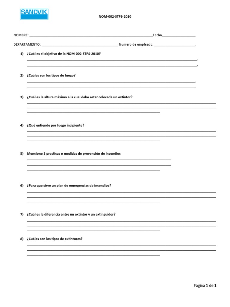 Examen NOM-002-STPS-2010 | PDF | Servicios de emergencia | Gestión de ...