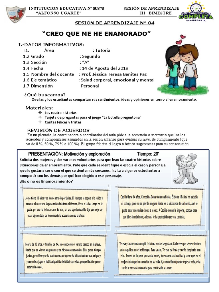 Sesion 4-Creo Que Me He Enamorado | PDF | Adolescencia