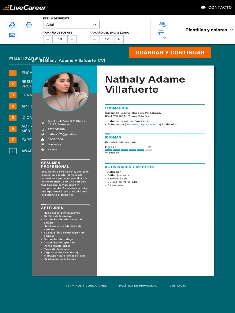 Finalizar CV - LiveCareer | PDF | Ciencias del comportamiento | Cognición