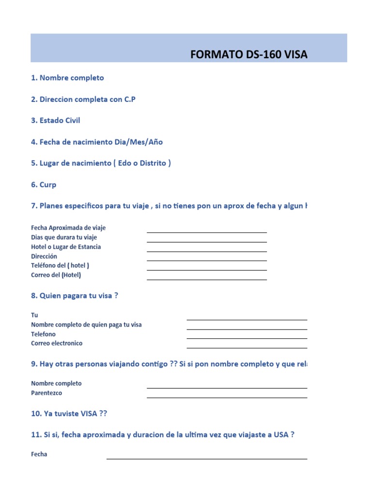 Guía Completa Formato DS-160 Visa | PDF | Crecimiento personal y ...