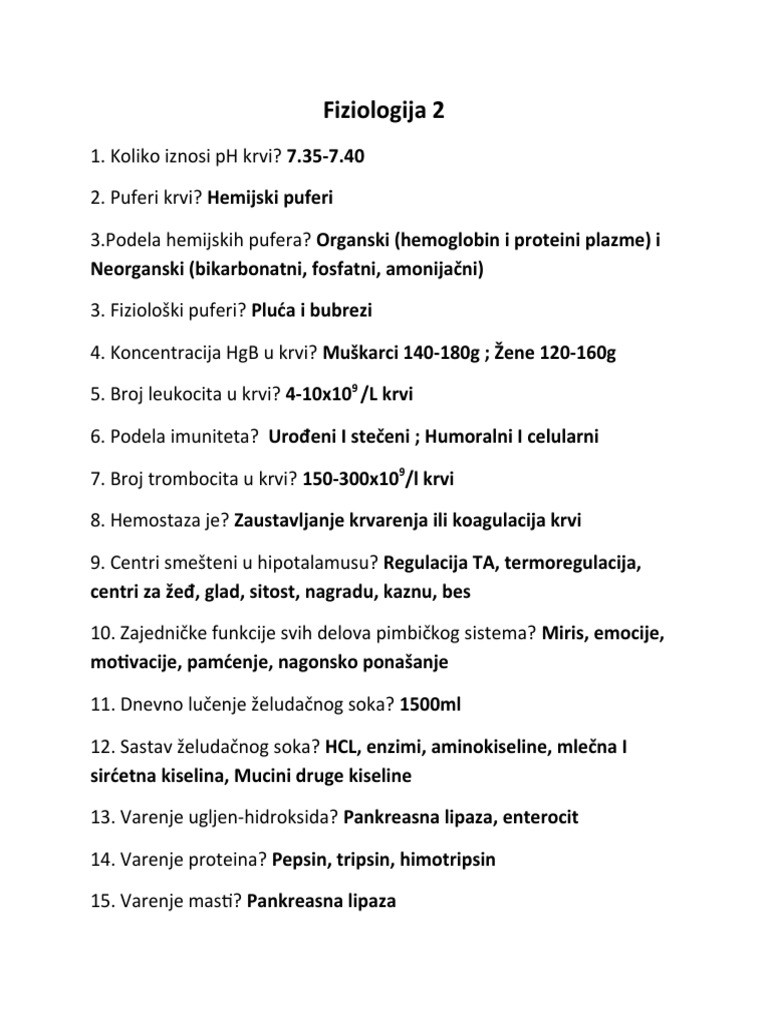 Fiziologija 2 | PDF