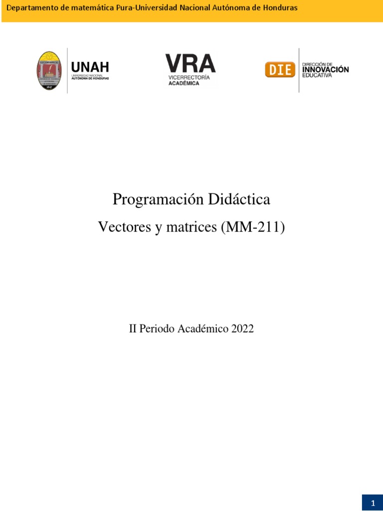 ProgramacionDidactica-Vectores y Matrices II PAC 2022 | PDF | Espacio ...