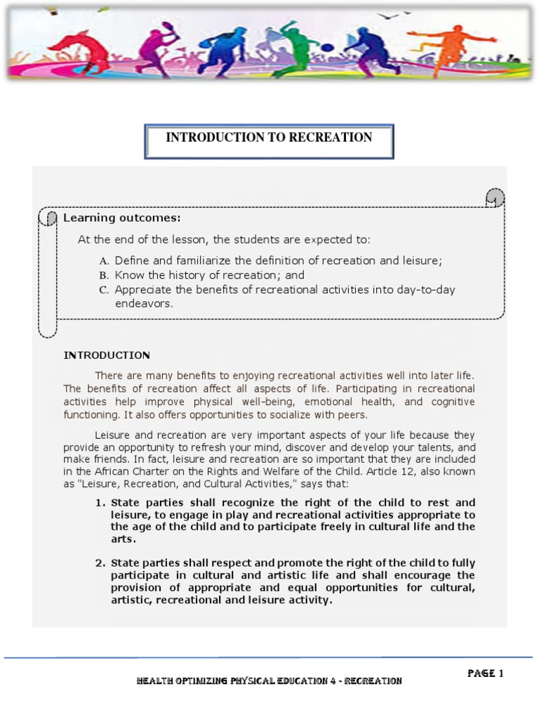Hope 4 Recreation Handouts Msu Sen. High | PDF | Recreation | Motivation