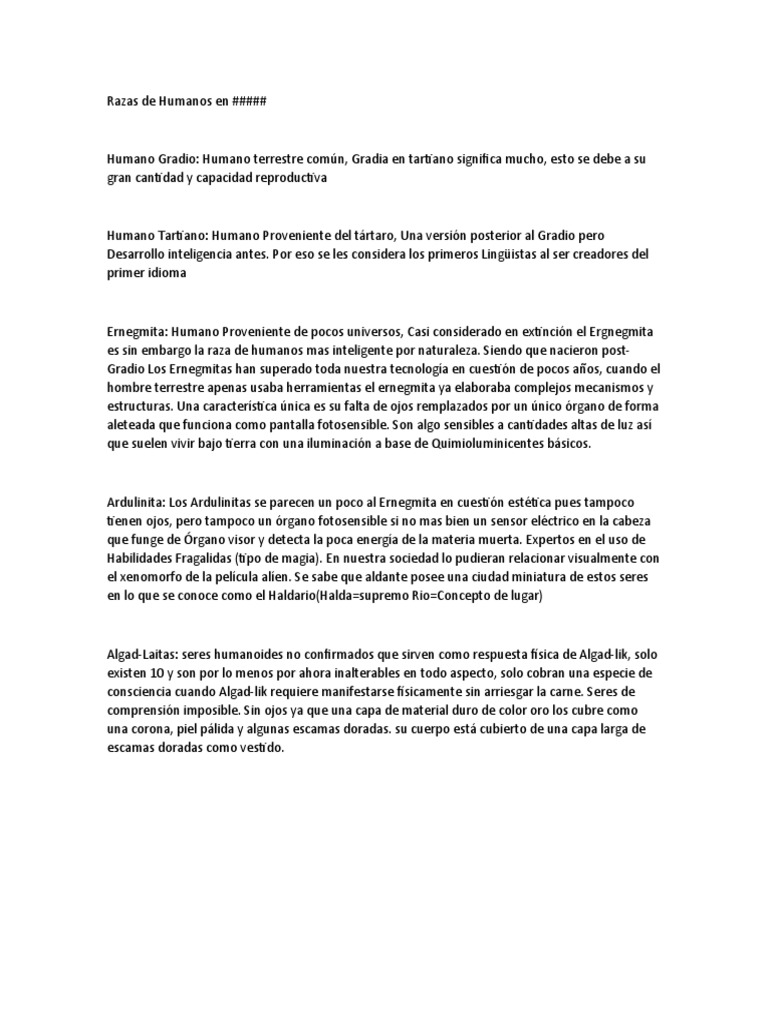 Razas humanoides en el Tártaro | PDF | Libros para adolescentes