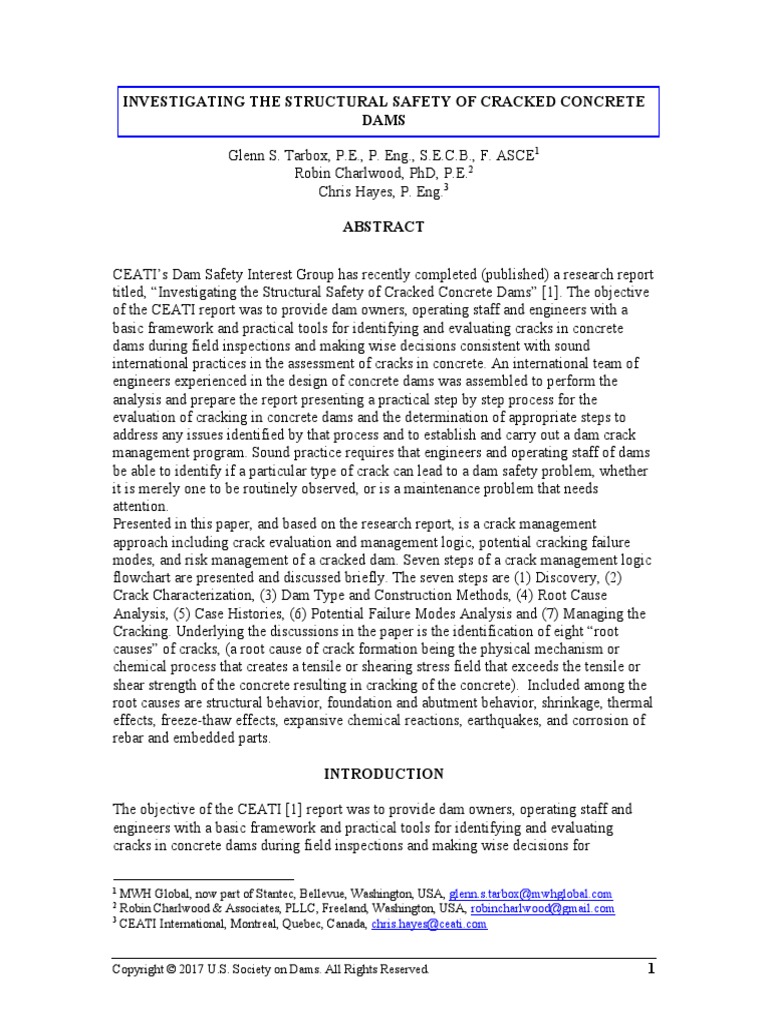 Investigating Structural Safety of Cracked Concrete Dams | PDF | Dam ...
