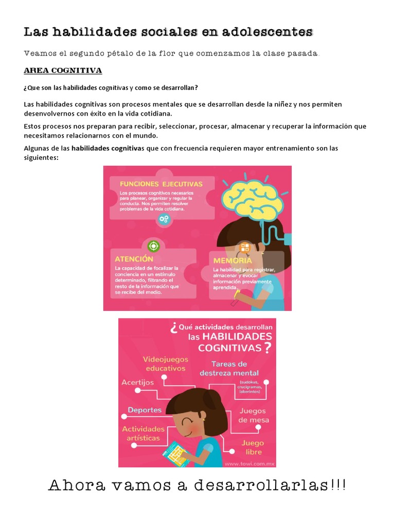 Desarrollo de habilidades cognitivas en la adolescencia | PDF